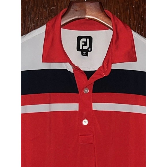 FJ | Shirts | Fj Footjoy Red White Blue Golf Polo Shirt M Ivanhoe Gc ...